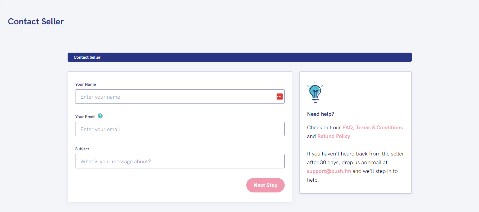 How to contact a seller – PUSH Support Hub