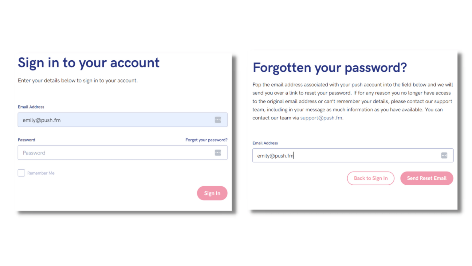 Forgotten your password? – PUSH Support Hub
