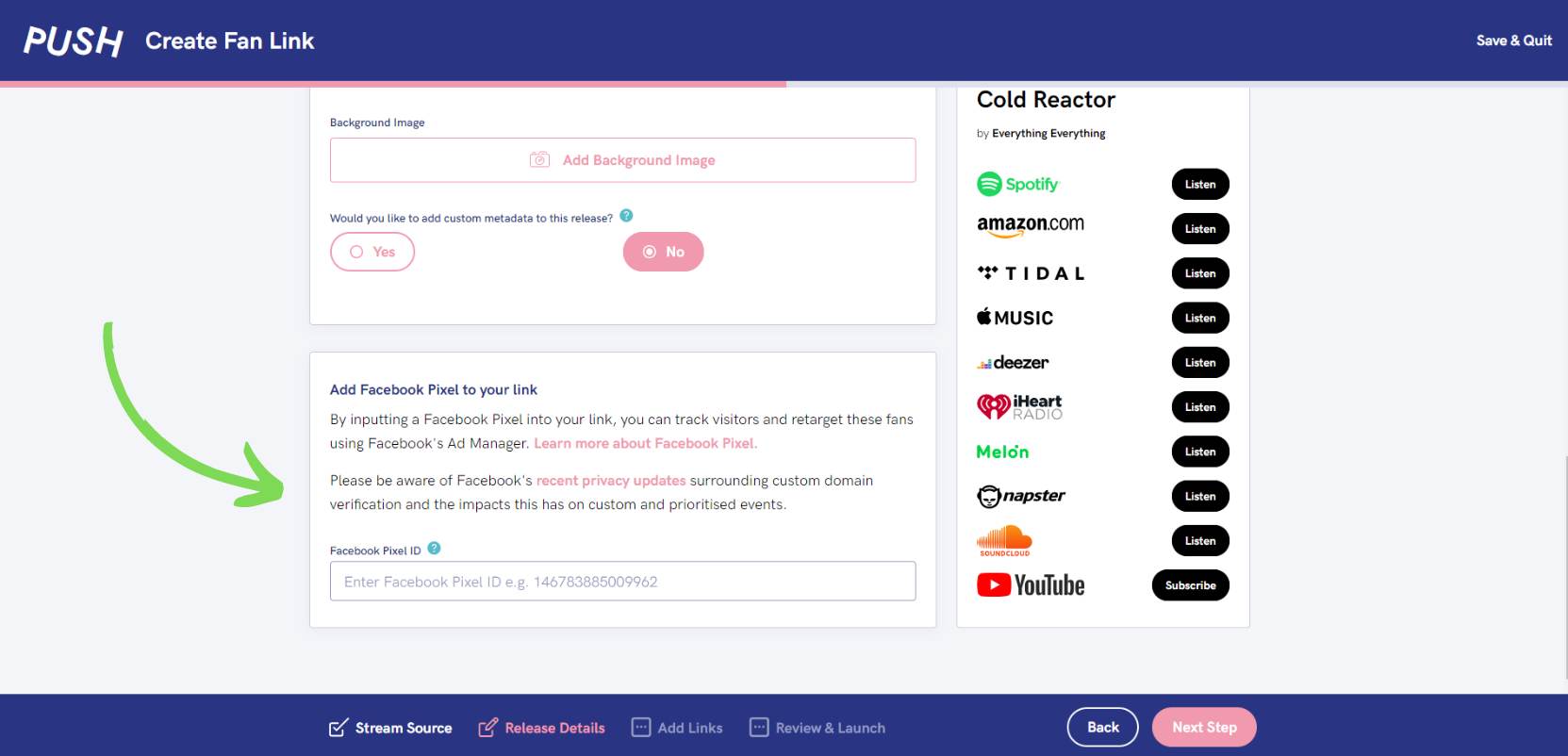 Adding Meta Pixel to links – PUSH Support Hub
